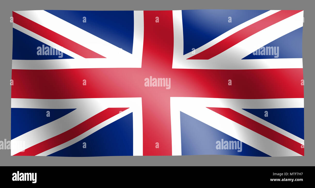 United Kingdom flag - wavy flag illustration Stock Photo - Alamy