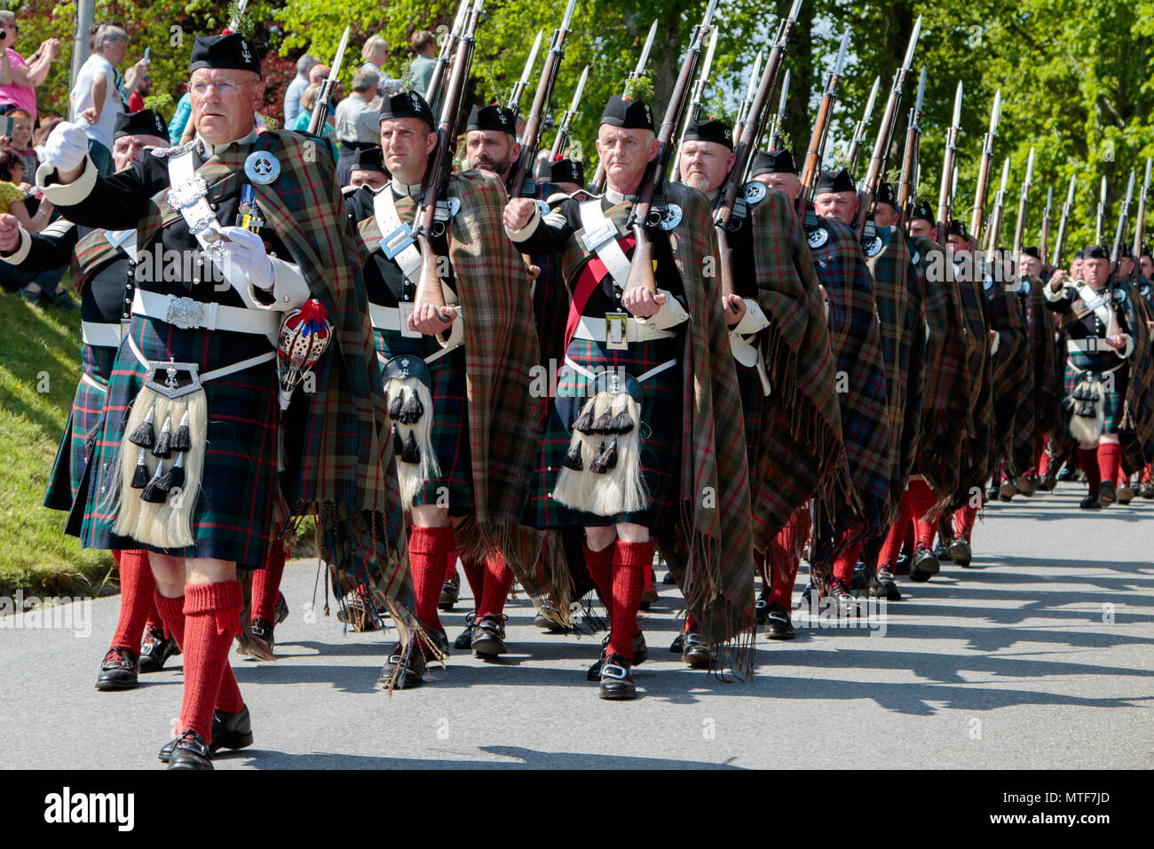 The Atholl Highlanders on parade at Blair Castle in Perthshire ...