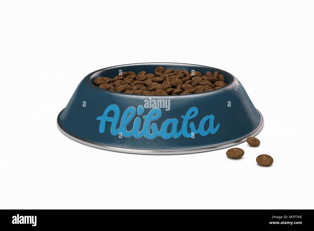 doggy bowl with name ALIBABA of dog isolated on white Stock Photo - Alamy