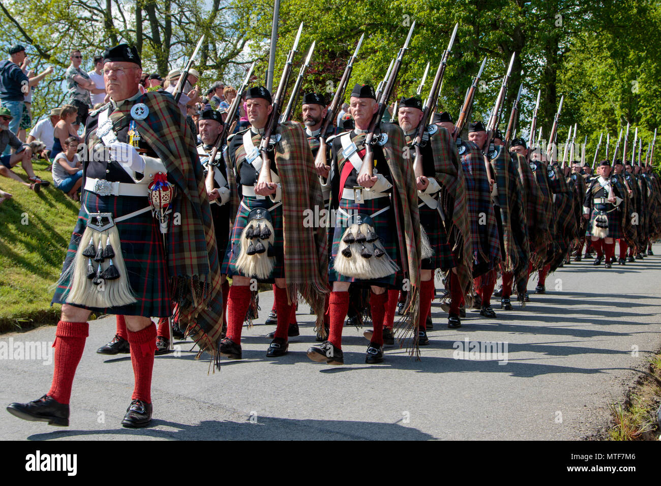 The Atholl Highlanders on parade at Blair Castle in Perthshire ...