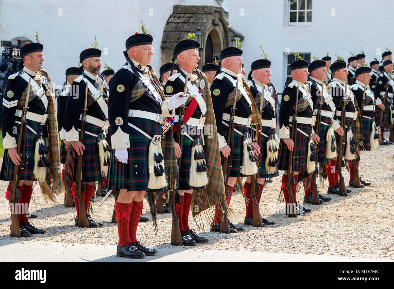 The Atholl Highlanders on parade at Blair Castle in Perthshire ...