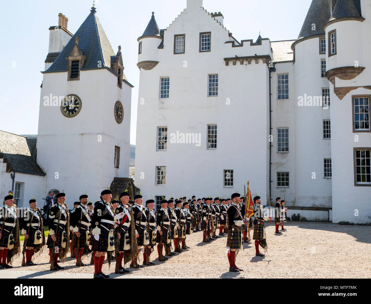 The Atholl Highlanders on parade at Blair Castle in Perthshire ...