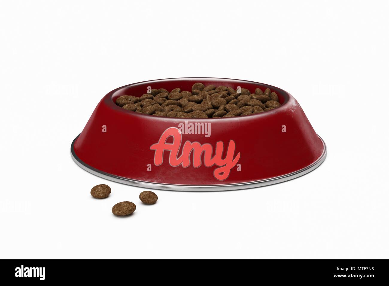 doggy bowl with name AMY of dog isolated on white Stock Photo - Alamy