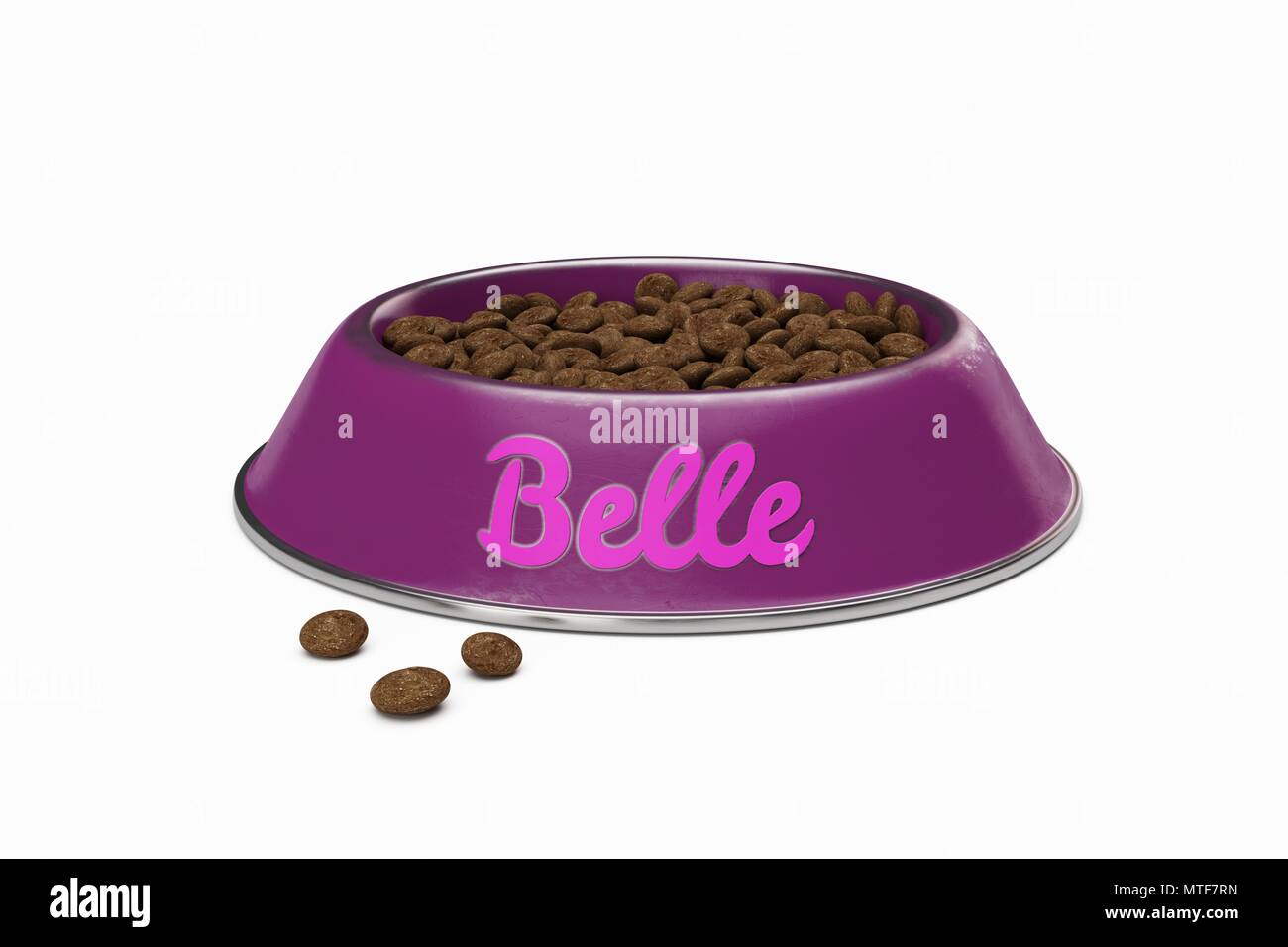 doggy bowl with name BELLE of dog isolated on white Stock Photo - Alamy