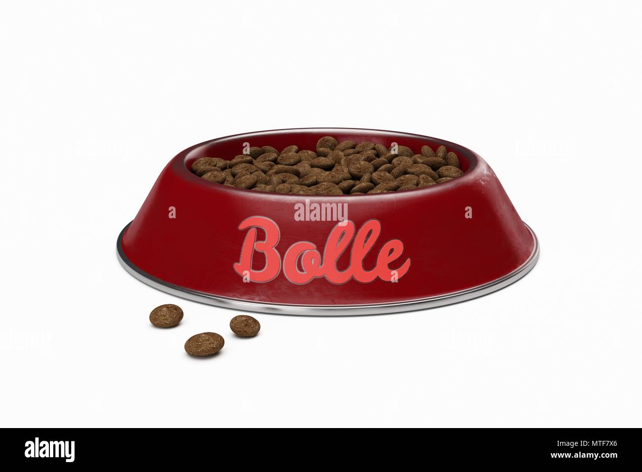 doggy bowl with name BOLLE of dog isolated on white Stock Photo - Alamy