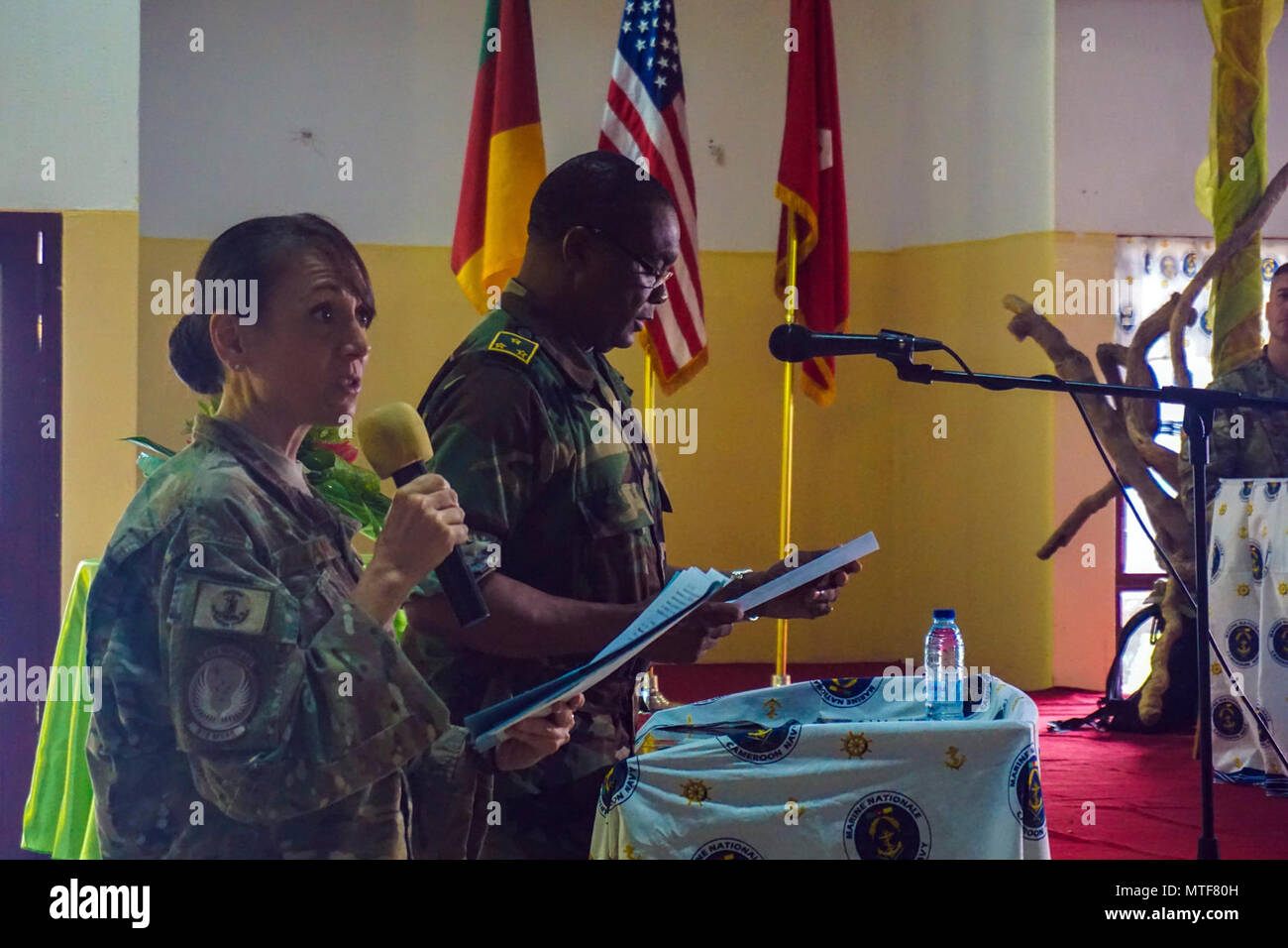 U.S. Air Force Master Sgt. Sarah Balian translates as Cameroonian Maj ...