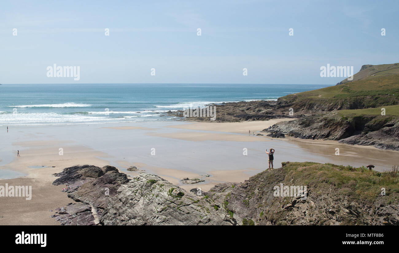 Baby Beach, New Polzeath, North Cornwall Stock Photo - Alamy