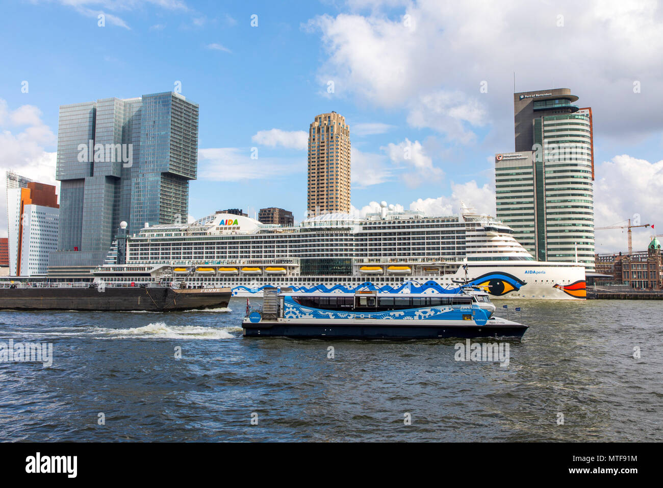 Rotterdam, skyline on the Nieuwe Maas, skyscrapers at the "Kop van Zuid ...