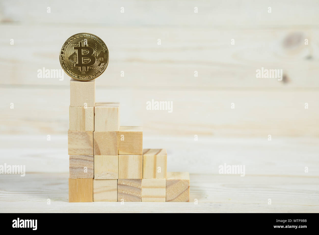 Business hierarchy. Strategy concept with bitcoin. Golden bitcoin at ...