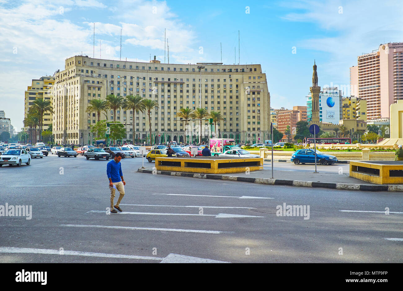 CAIRO, EGYPT - DECEMBER 24, 2017: Midan Al Tahrir (Martyrs Square) is ...