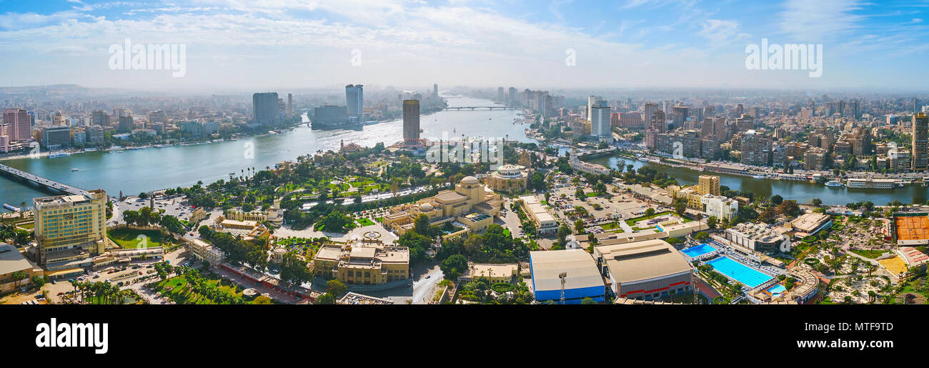 Enjoy aerial cityscape of two cities from the top of Cairo Tower ...