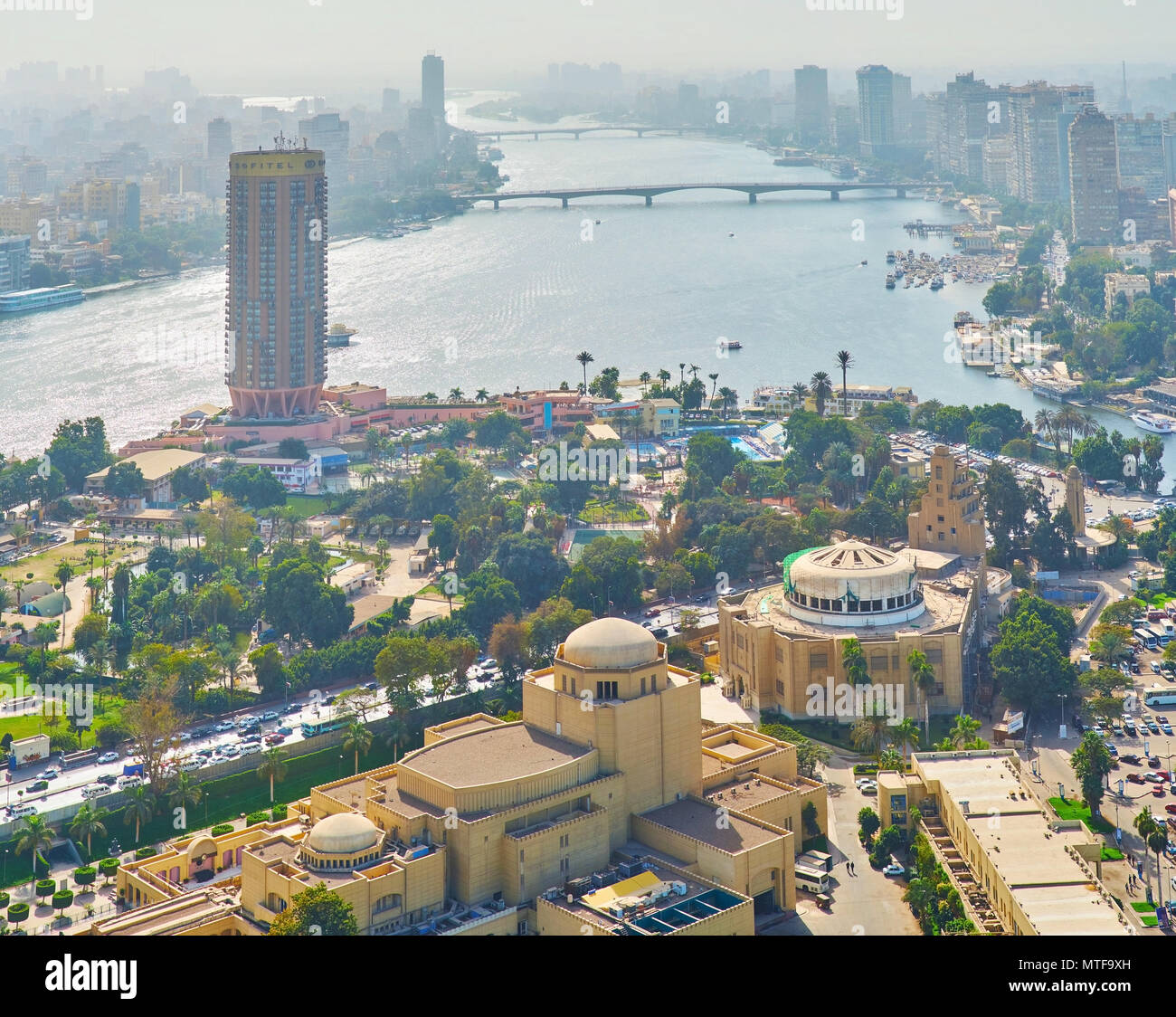 CAIRO, EGYPT - DECEMBER 24, 2017: The view on green Gezira Island with ...