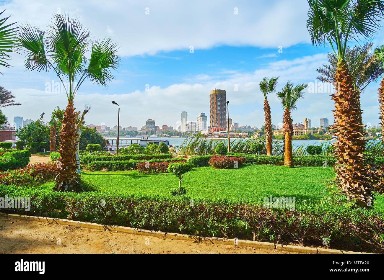 Scenic ornamental garden on the Nile river is best place to relax on ...