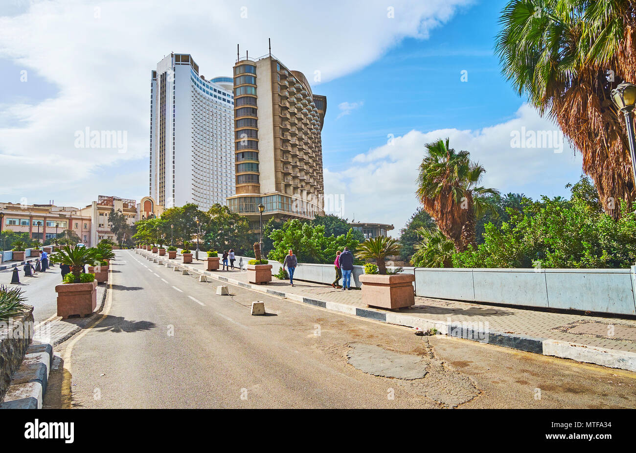 CAIRO, EGYPT - DECEMBER 24, 2017: The bridge of Abdulaziz Al Saud above ...