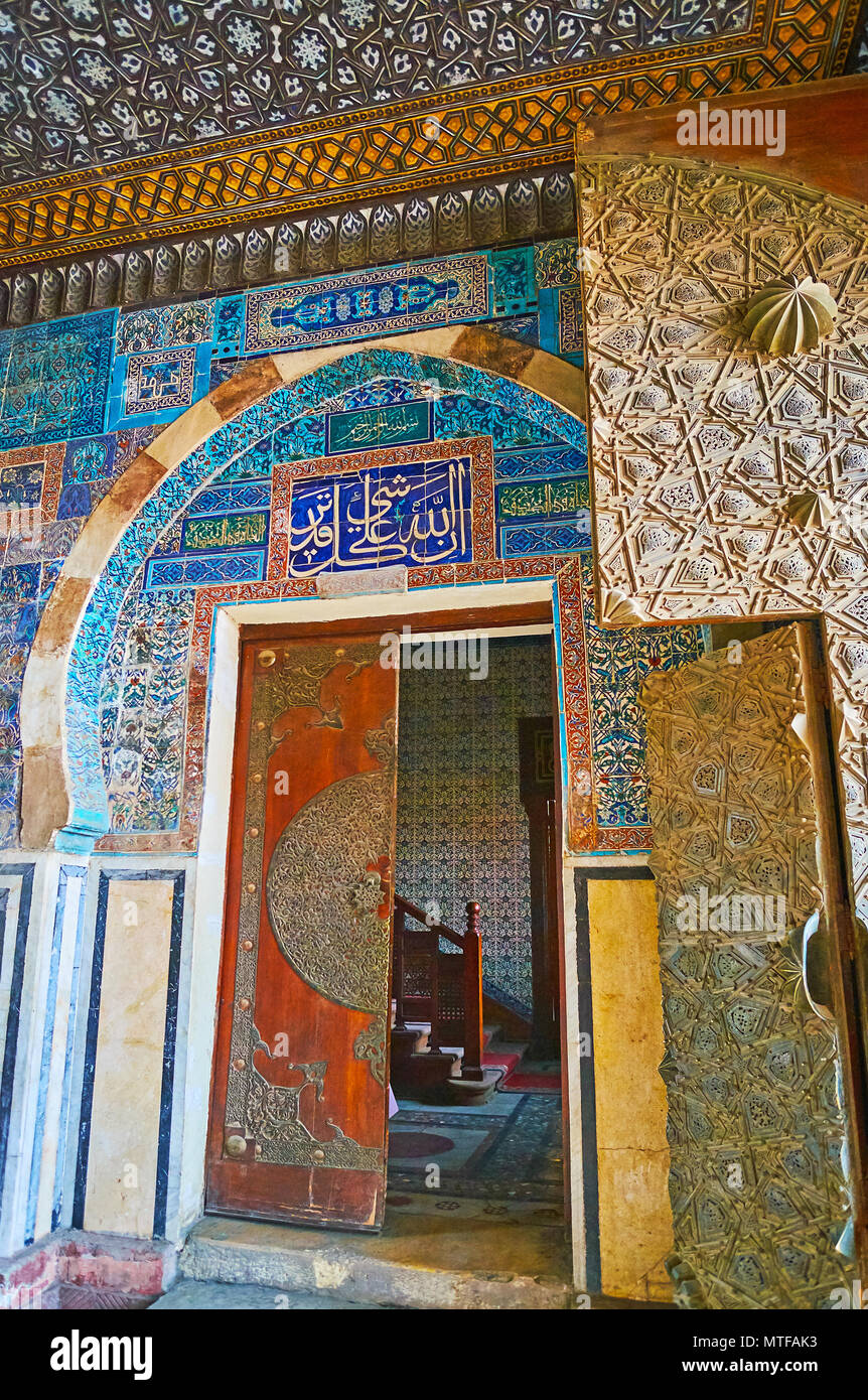 CAIRO, EGYPT - DECEMBER 24, 2017: Traditional Moorish door with ...