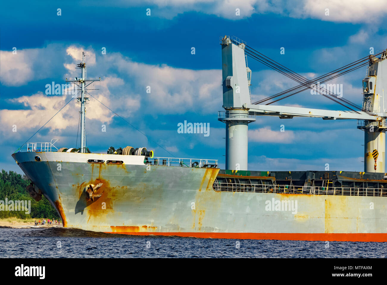 Grey cargo ship. Logistics and merchandise transportations Stock Photo ...