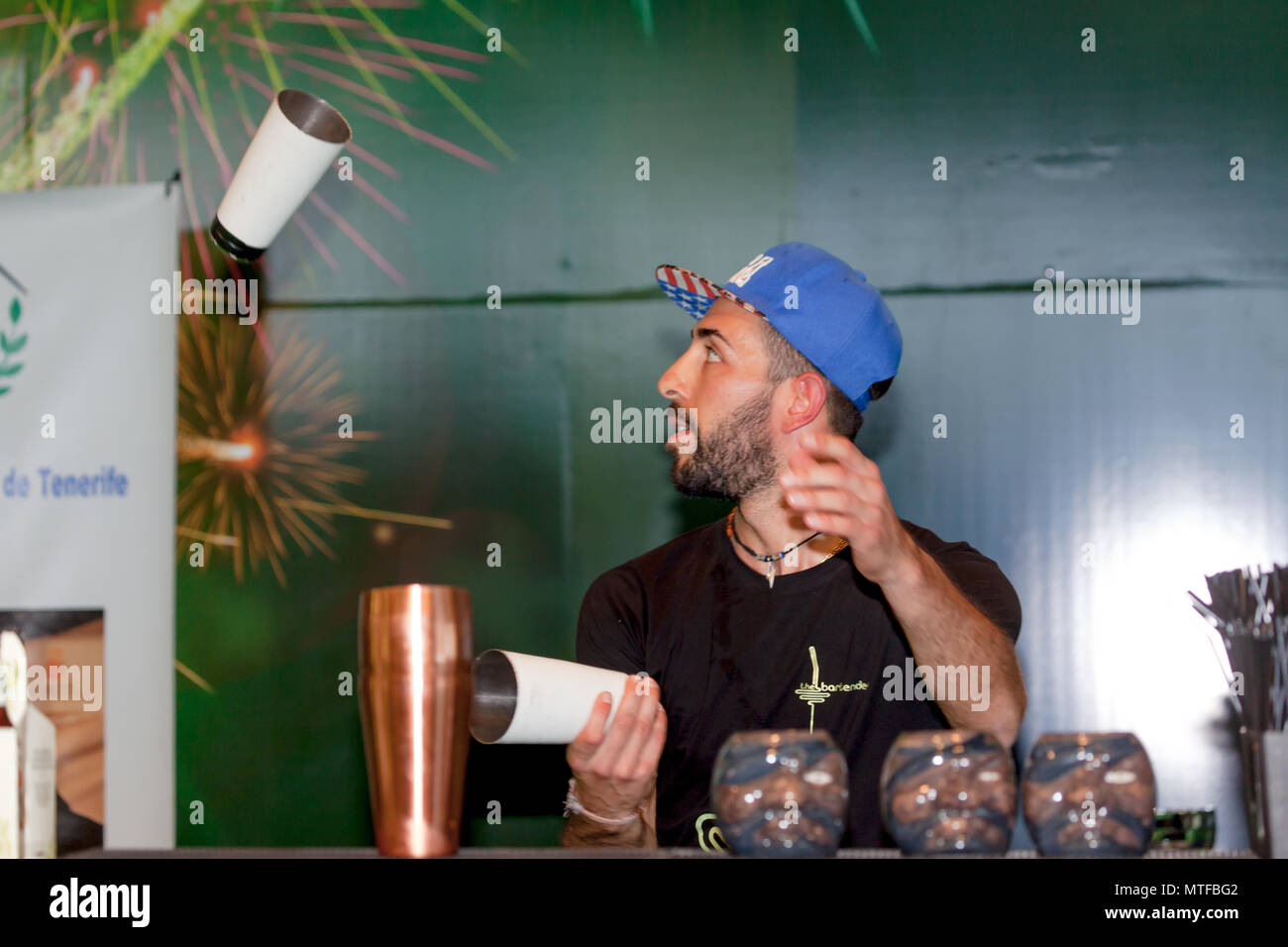 acrobatic bartender show held in Gastrocanarias Fair 2018 Stock Photo ...