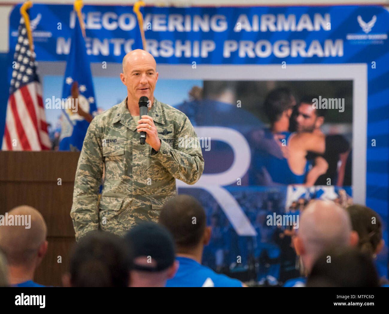 Brig. Gen. Christopher Azzano, the 96th Test Wing commander, speaks to ...