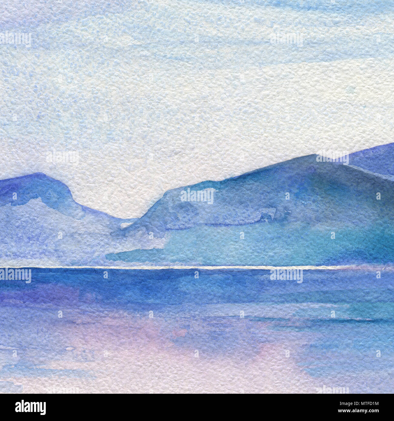 Ocean watercolor hand painting illustration Stock Photo - Alamy