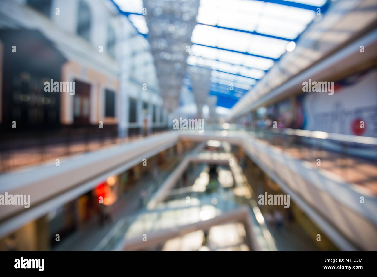 Blured big mall multi-level shopping center with bokeh background Stock ...