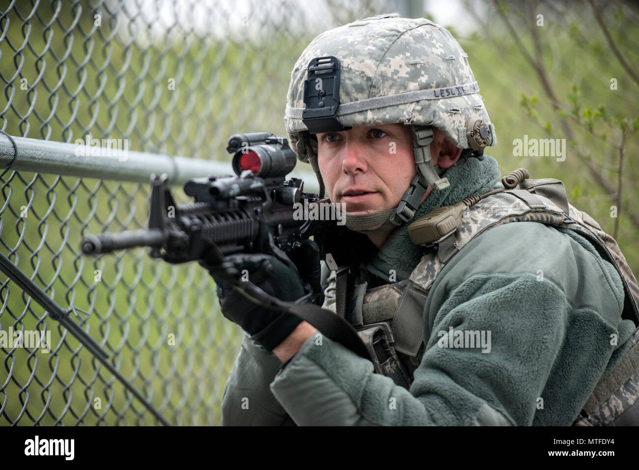 Staff Sgt. Richard Leslie, 75th Security Forces Squadron, responds to a ...