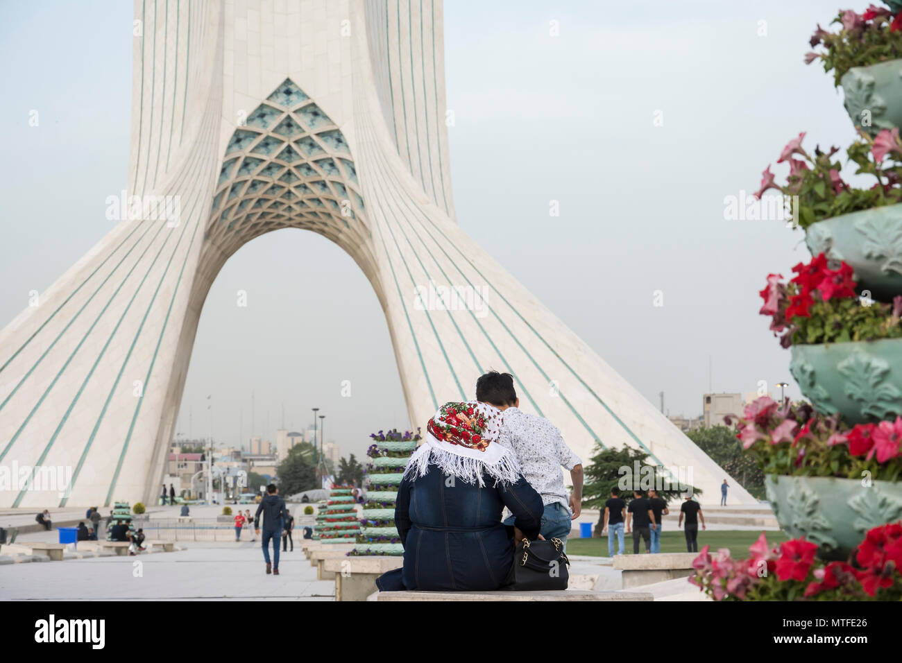 TEHRAN, IRAN - 7 May 2018 People at Azadi Tower a monument located at ...
