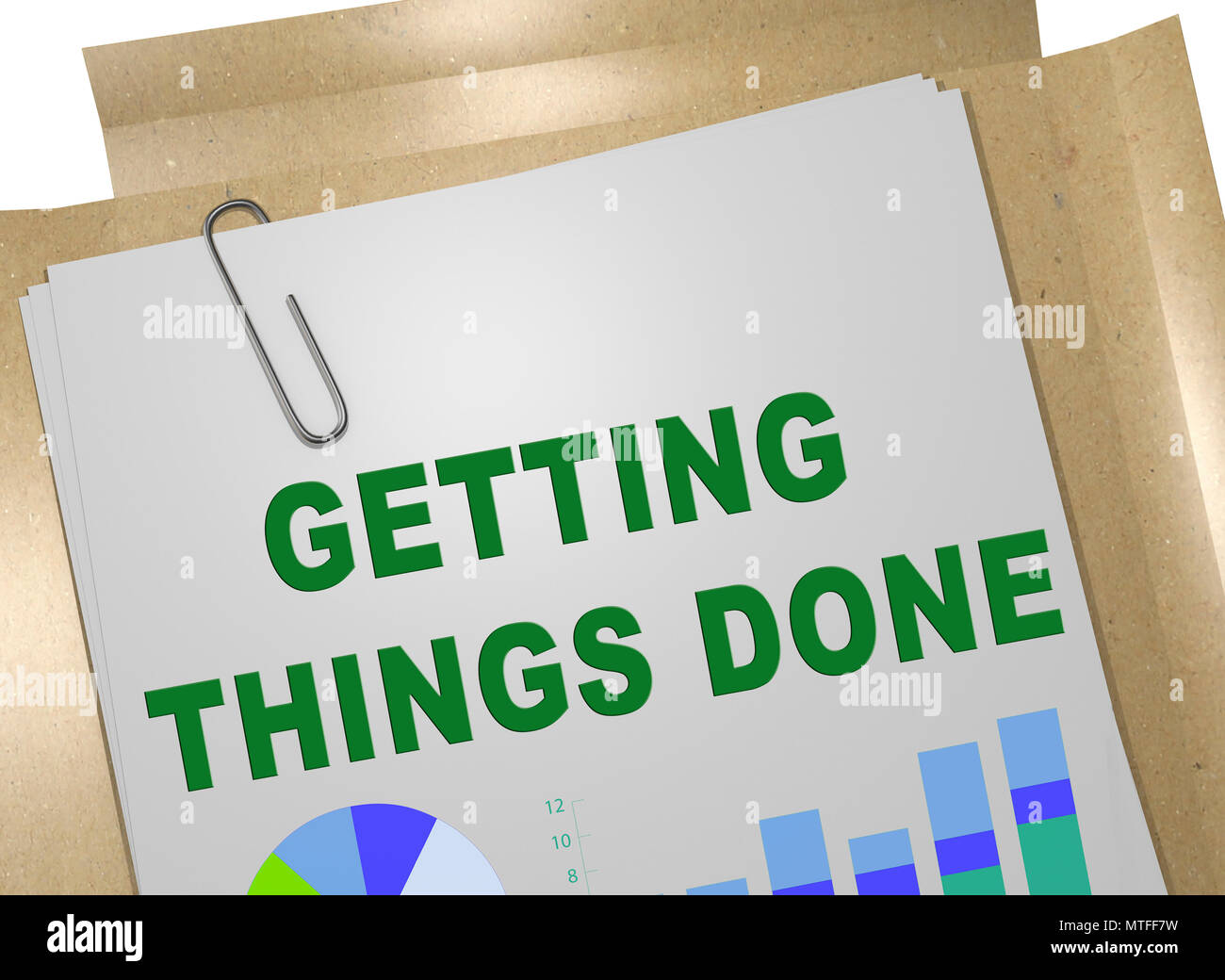 3D illustration of GETTING THINGS DONE title on business document Stock ...