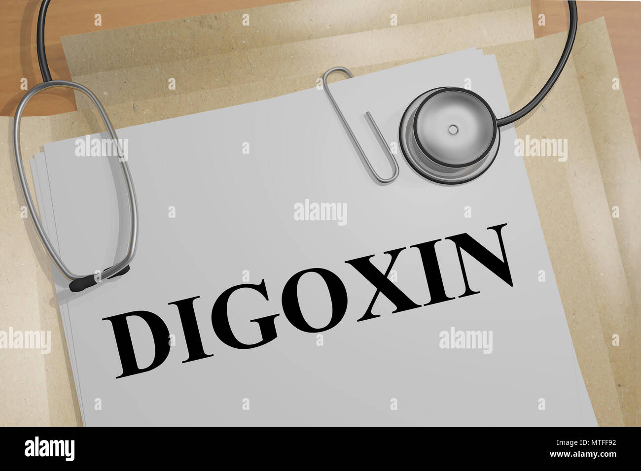 3D illustration of DIGOXIN title on a medical document Stock Photo - Alamy
