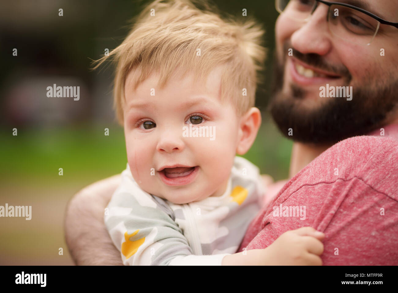 Concept: family values. Close-up portrait of adorable innocent funny ...