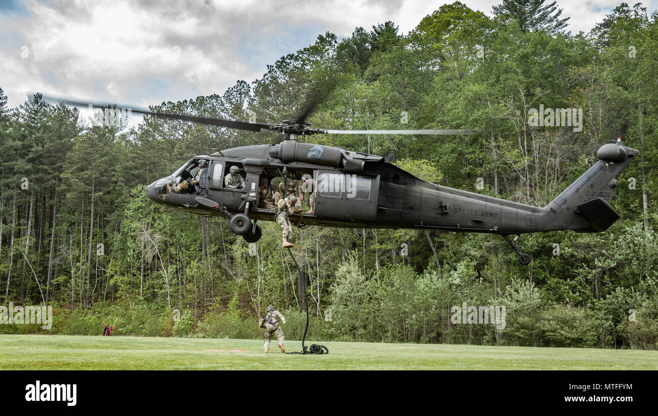 U.S. Army Rangers, of the 5th Ranger Training Battalion (RTB), fast ...