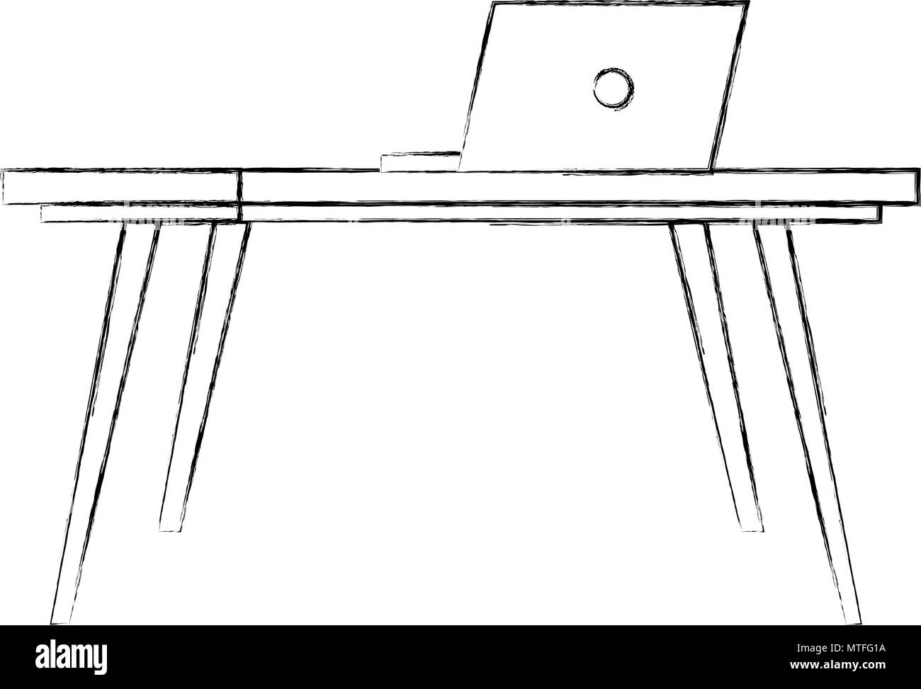 desk and laptop office scene Stock Vector Image & Art - Alamy