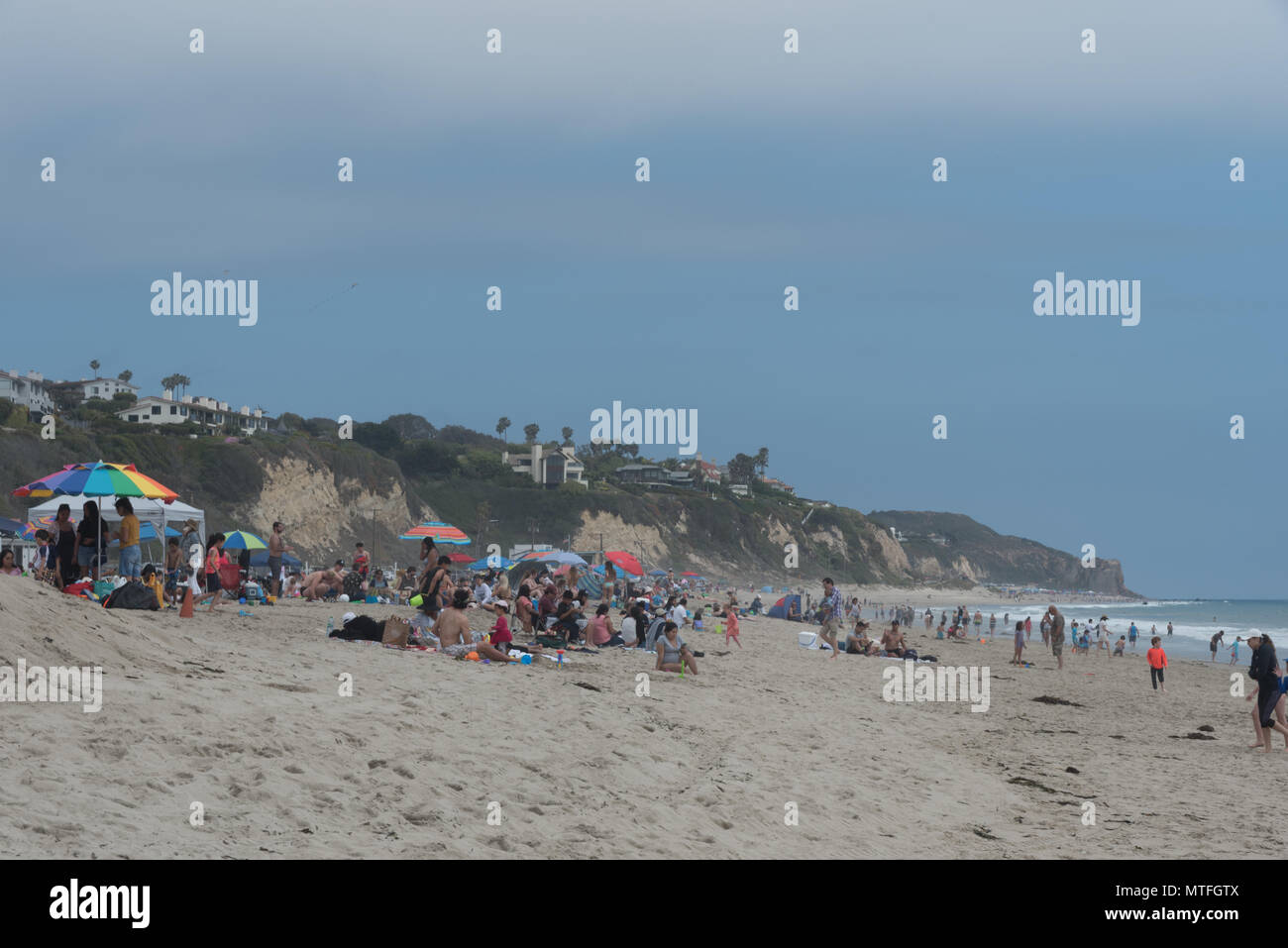 Huge crowd at the Zuma Beach on the Memorial Day, Malibu, California ...