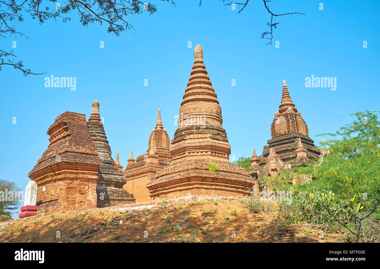 The complex of buddhist temples built on the small hill on the ...