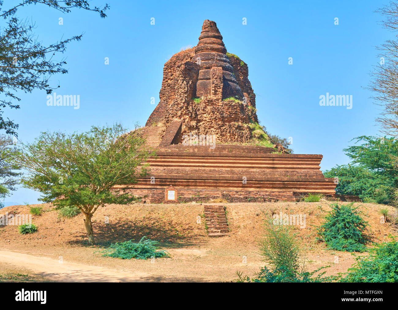 The ruined ancient stupa in Bagan is a silent witness of merciless time ...