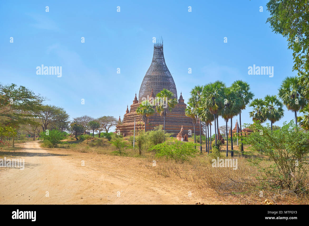 Beautiful nature of Bagan archaeoligical park with Somingyi temple on ...