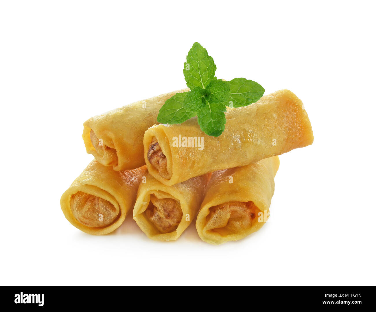 Fried Chinese Traditional Spring rolls food isolated on white ...