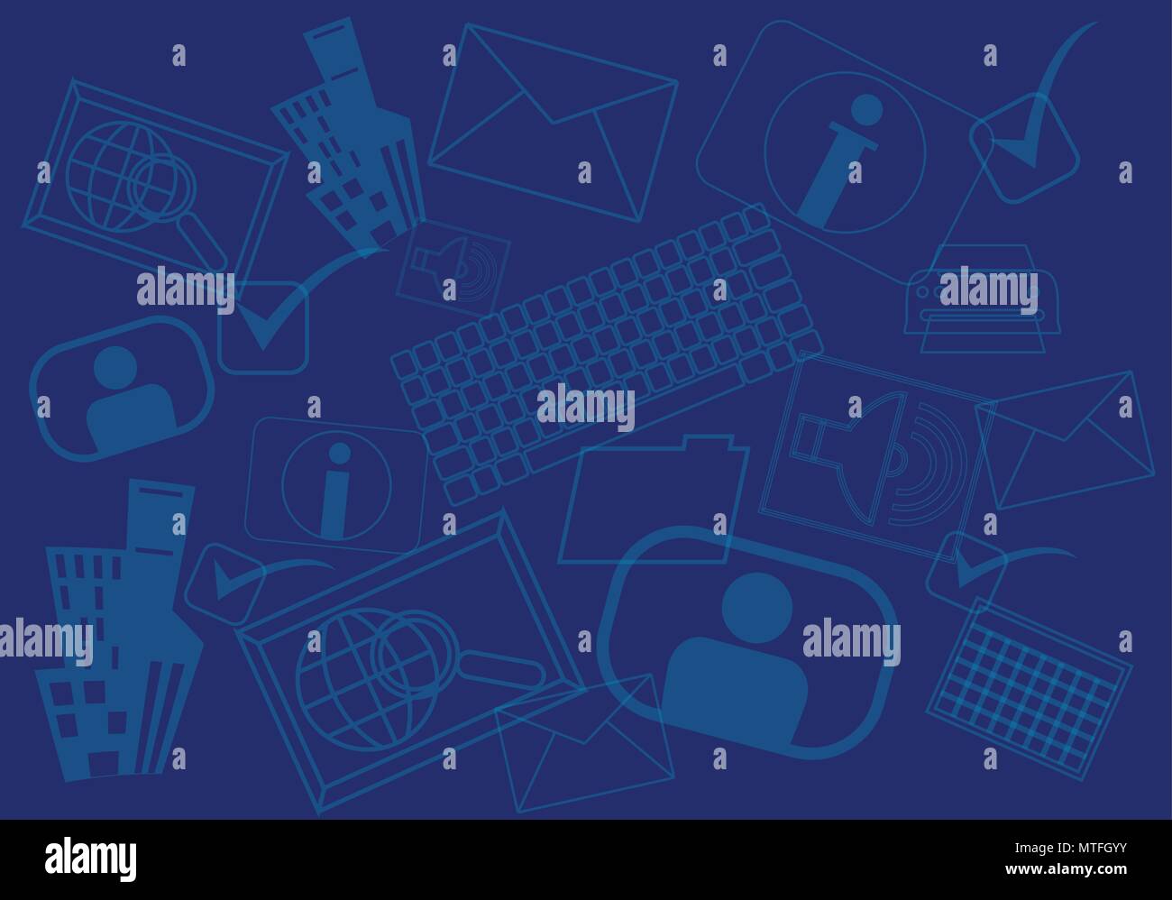 Web icons illustrations background on blue background Stock Vector ...