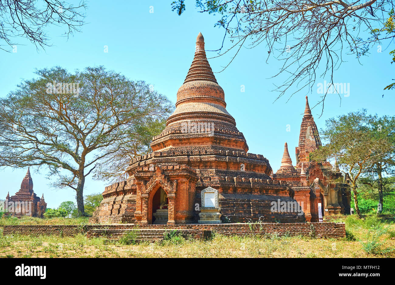 The rare type of stupas with small shrine and ribbed dome in Bagan ...