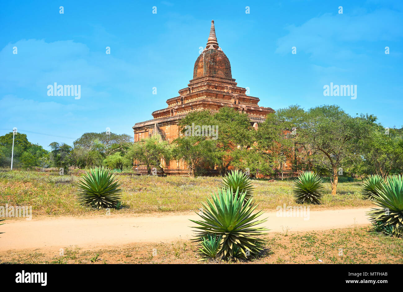 Bagan archaeological park situated in savanna, the untypical climate ...