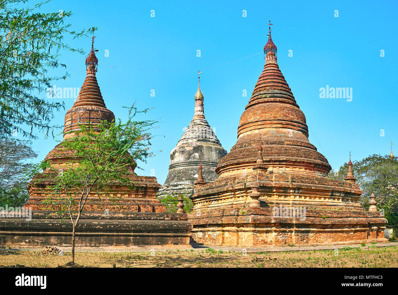 The group of ancient pagodas located in Bagan archaeological park ...