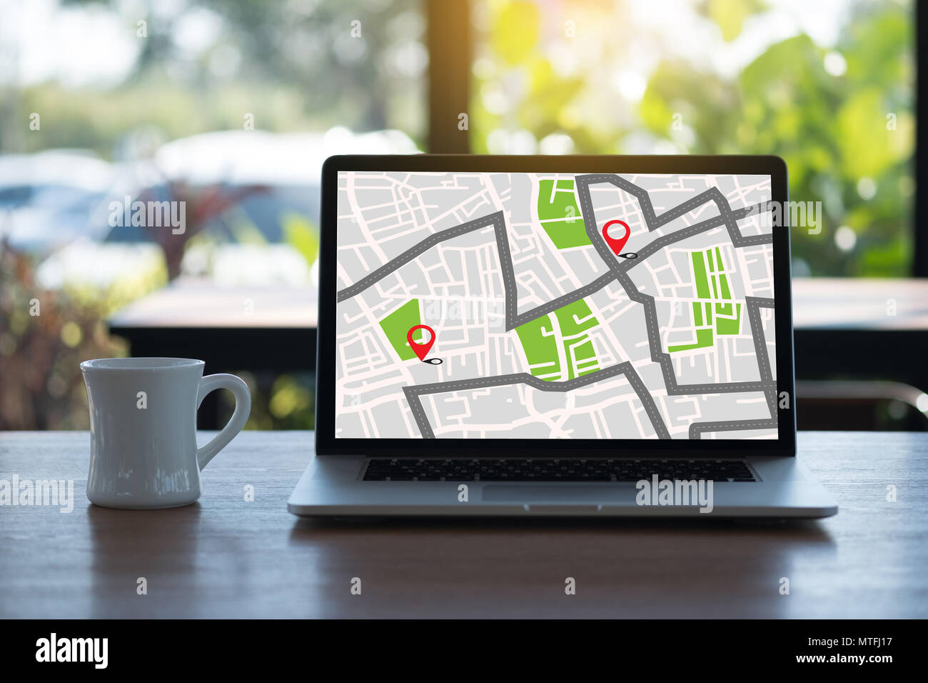 GPS Map to Route Destination network connection Location Street Map ...