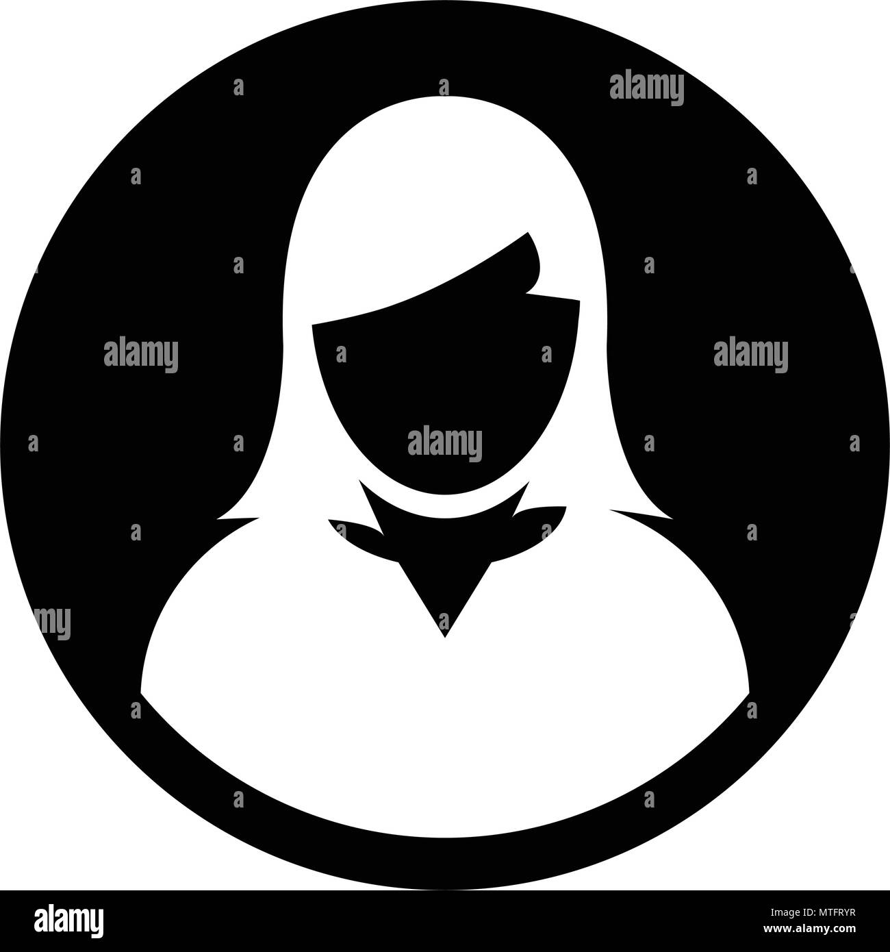 Avatar icon vector female user person profile symbol in flat color ...