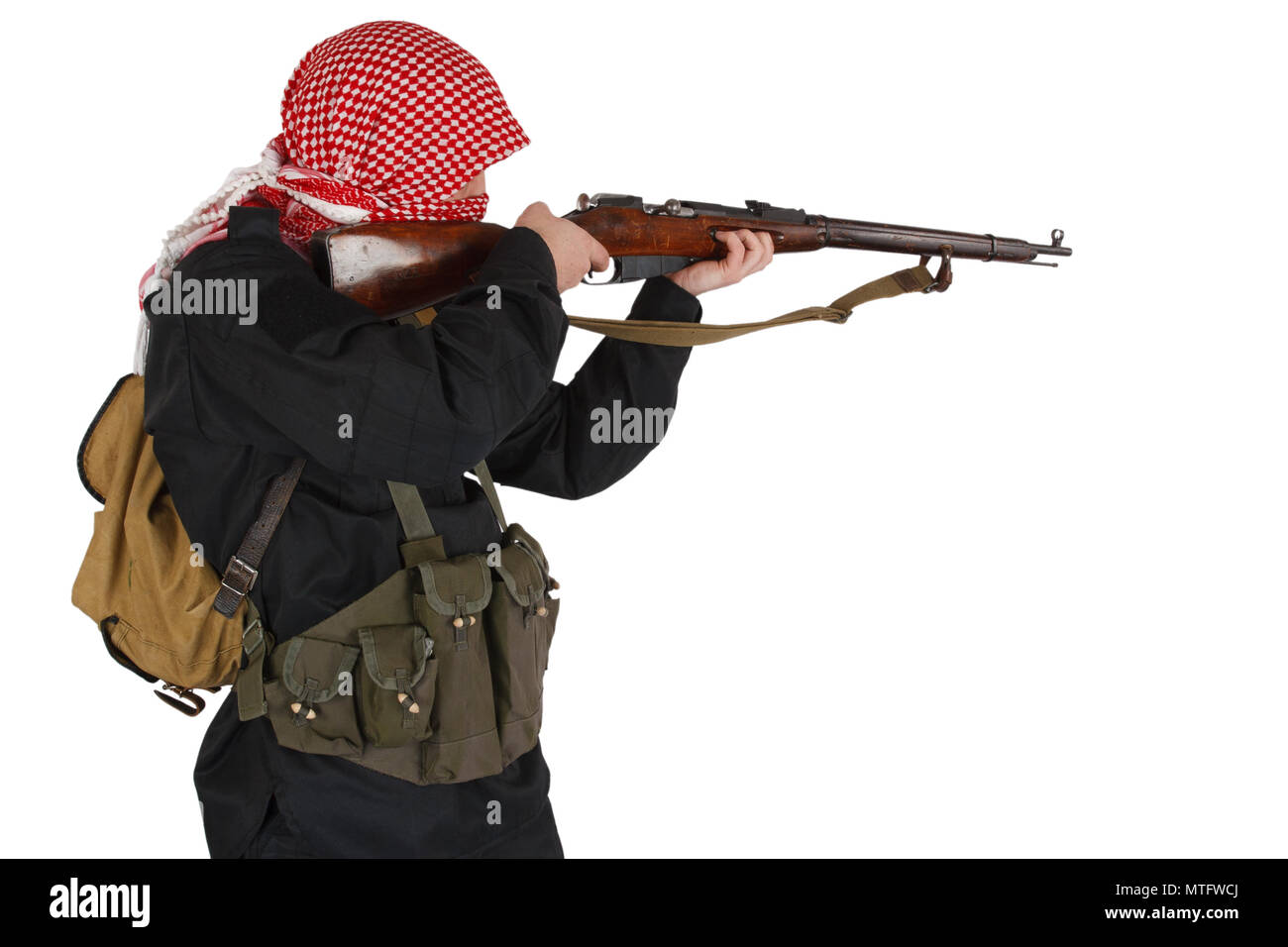 guerillas with rifle isolated on white Stock Photo - Alamy
