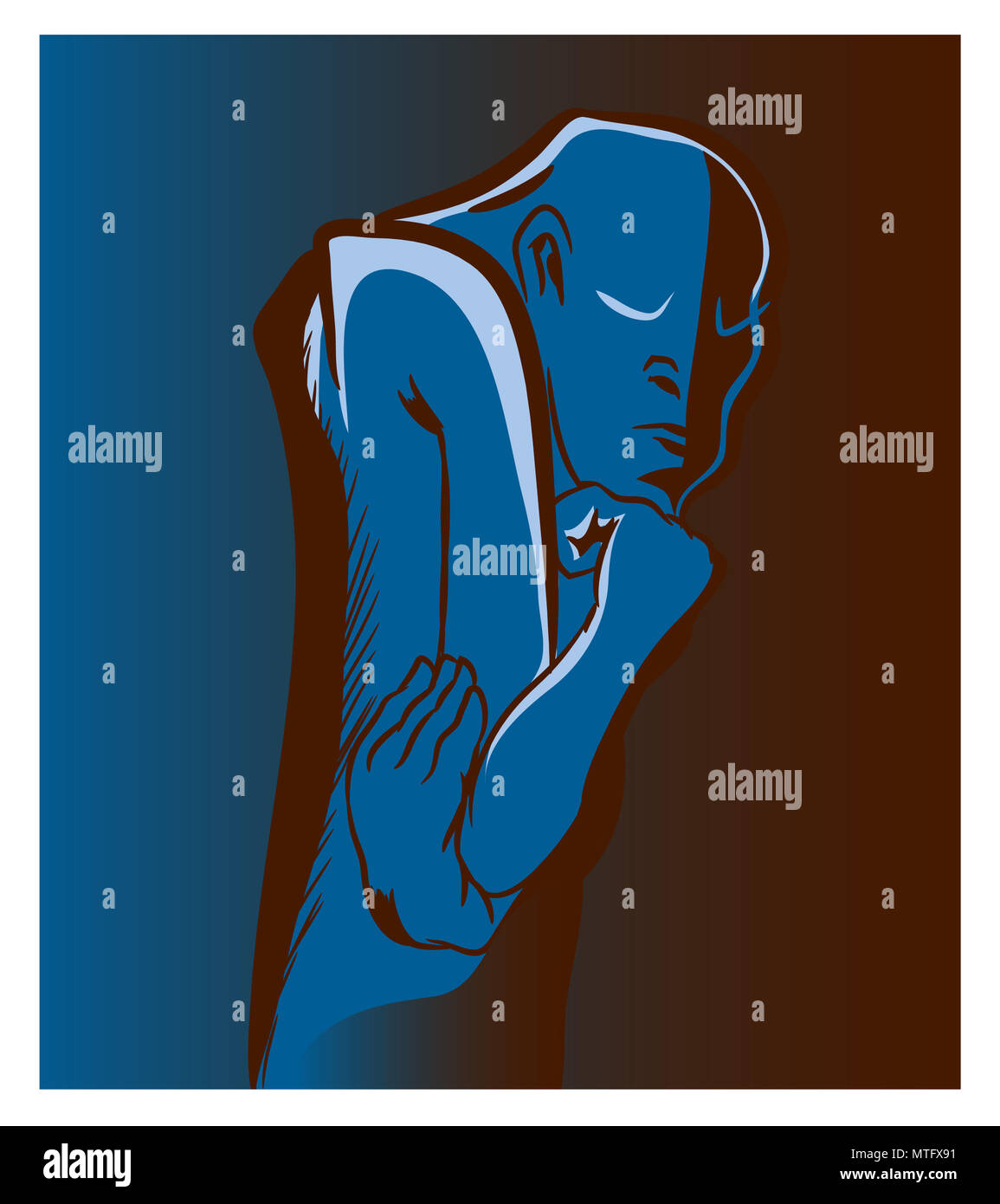 Thinker man. Standing thinker man thinking. An illustration of abstract ...