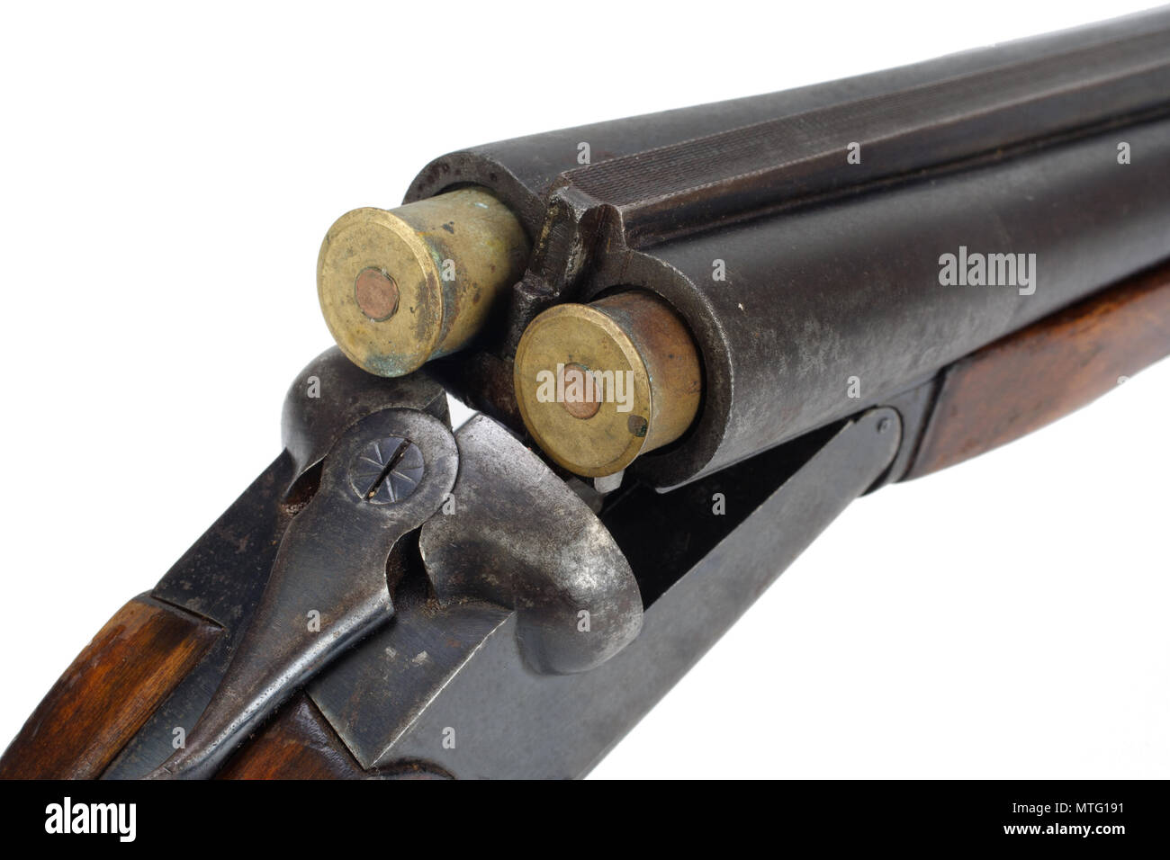 Sawn-off shotgun isolated on white Stock Photo - Alamy