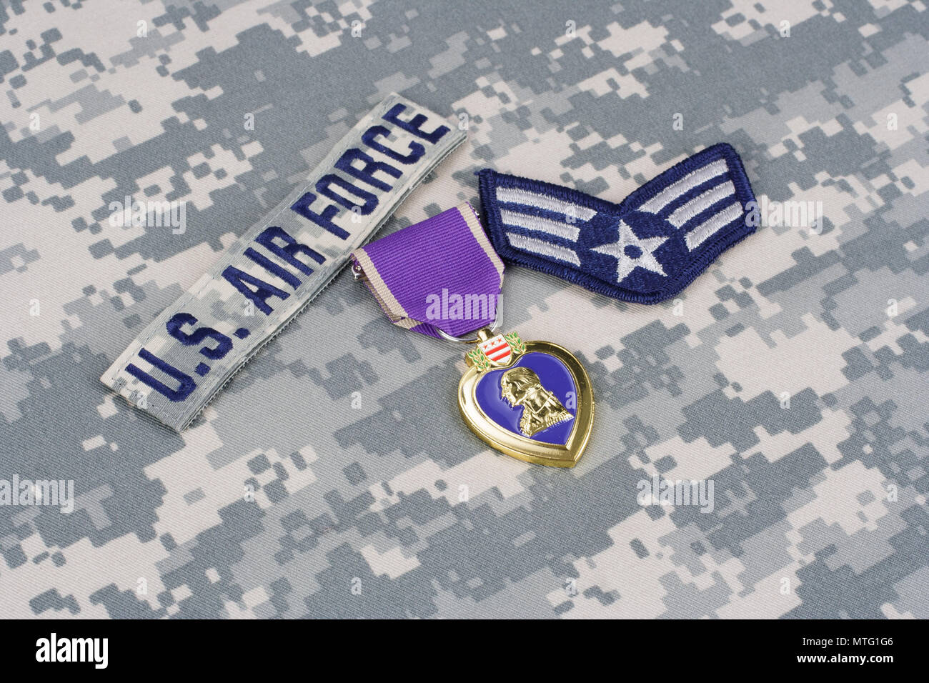 KIEV, UKRAINE - March 6, 2016. Purple Heart award on US AIR FORCE ...