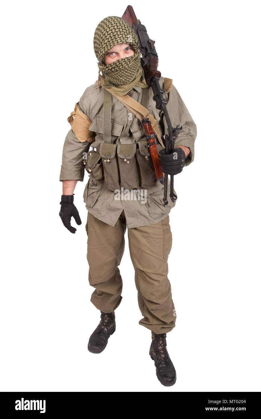 guerilla with machine gun isolated on white Stock Photo - Alamy