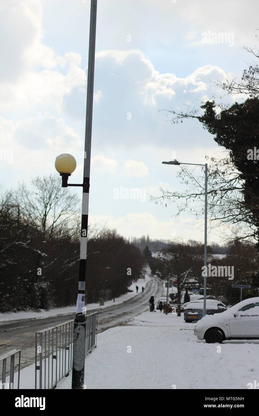 Flurry of Snow falls across residential streets at Basildon,Essex, UK ...