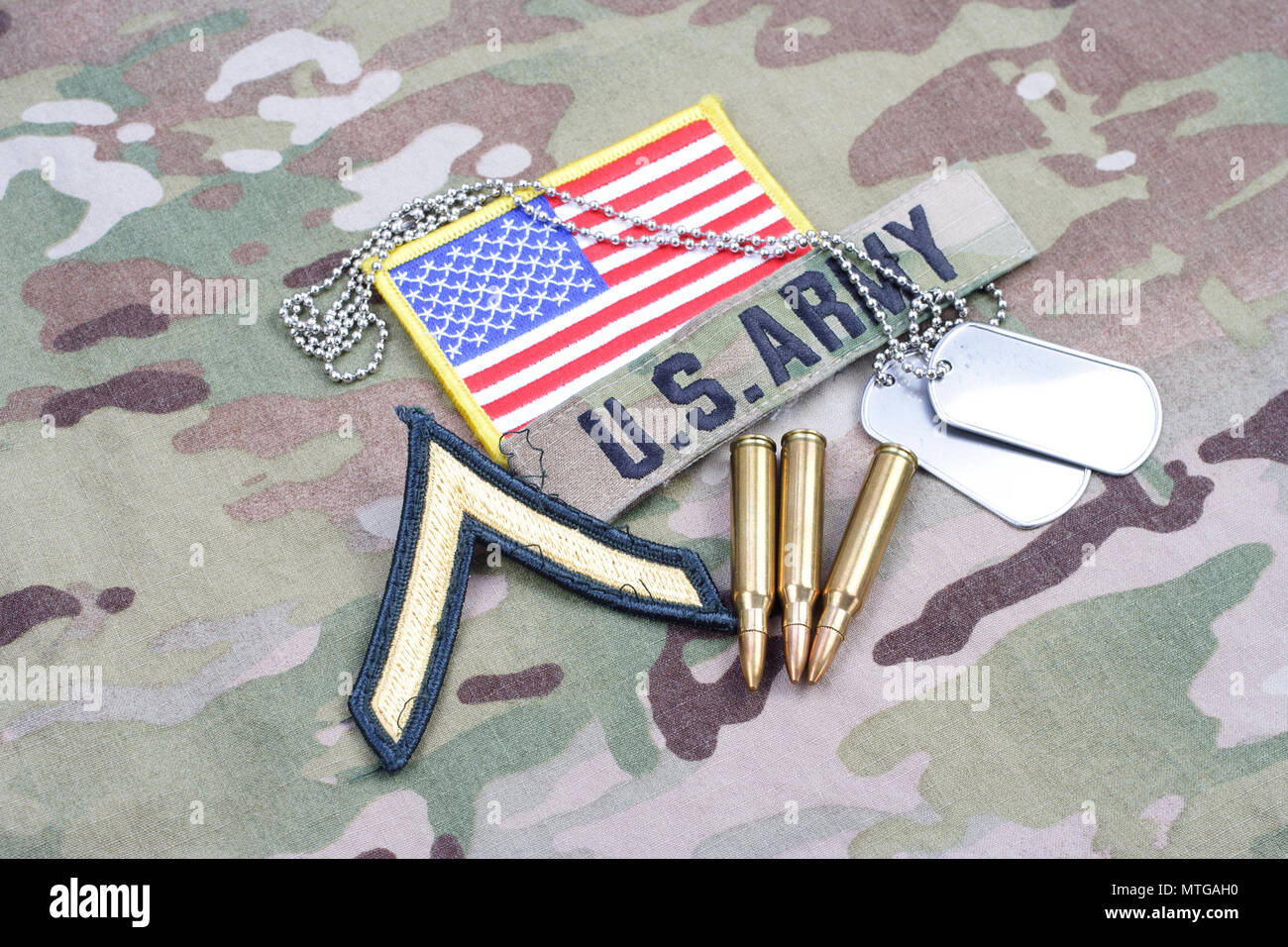 KIEV, UKRAINE - September 5, 2015. US ARMY Private rank patch, flag ...