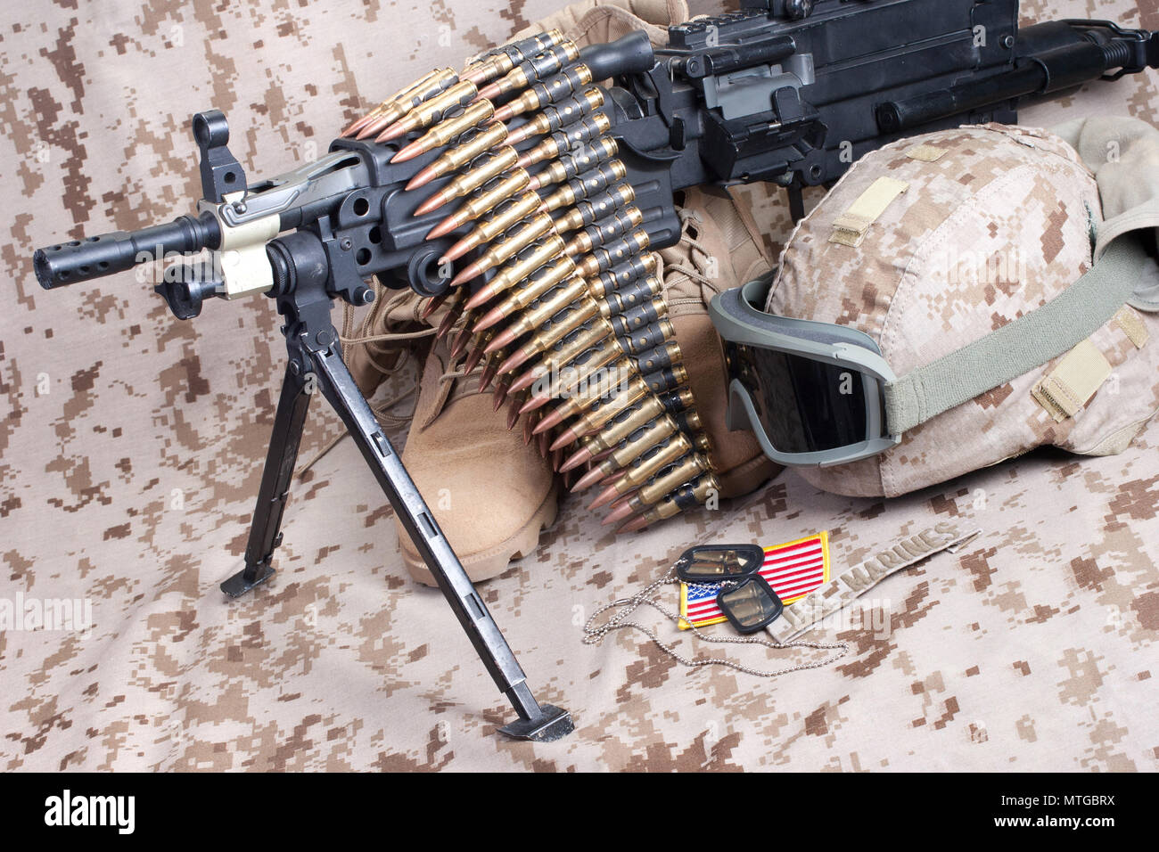 US Marines background concept with machine gun Stock Photo - Alamy